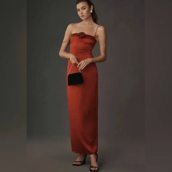 Reformation | Dresses | Reformation 0 Silk Red Sleeveless Rosette Rose ...